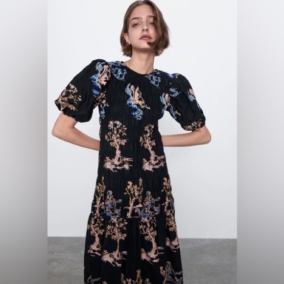 Zara | Dresses | Zara Elastic Trim Embroidered Dress | Poshmark